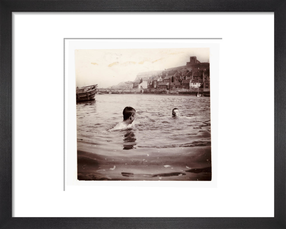 Two boys swimming in Whitby Harbour, North Yorkshire, c 1902. – Science ...
