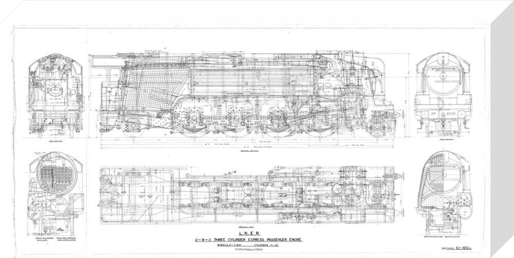 General arrangement drawing of LNER P2 class 2-8-2 locomotives, 1934 ...