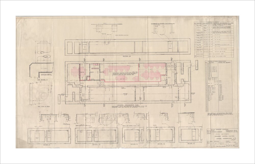 General arrangement of standard control shelters for civil defence (nu ...